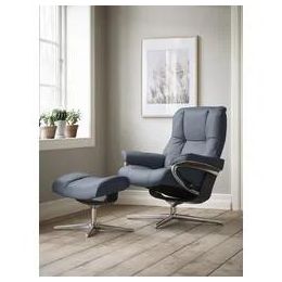 Relaxsessel stressless "Mayfair", blau (sparrow blau paloma), B:83cm H:102cm T:74cm, Leder PALOMA: PALOMA ist ein durchgef&auml;rbtes Semianilin-M&ouml;belleder mit nat&uuml;rlicher Narbung., Sessel, Relaxsessel, mit Cross Base, Gr&ouml;&szlig;e S, M & L, Holzakzent Schwarz