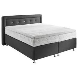 Boxspringbett, grau (charcoal), B:195cm L:210cm, Bezug: Feinstruktur 100% Polyester, Westfalia Schlafkomfort, Komplettbetten, Boxspringbett, wahlweise mit Topper