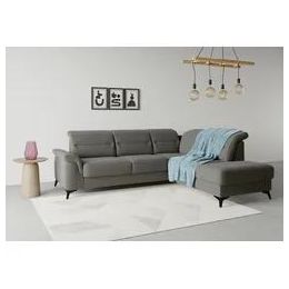 Sit & More Ecksofa SIT & MORE "Sinatra L-Form", grau, B:251cm H:85cm T:220cm, 90% Polyester, 10% Polyamid, Sofas, Ecksofa, mit Ottomane, optional mit Kopfteilverstellung und Armteilfunktion