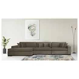 Ottomane Home Affaire "Skara L-Form", grau (taupe), B:310cm H:86cm T:100cm, 100% Polyester, Sofas, Ottomane, Lounge-Sofa mit Federkernpolsterung, in vielen Bezugsvarianten