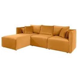 Ecksofa OTTO HOME "N&ouml;re L-Form", gold (goldfarben), B:262cm H:74cm T:172cm, Samtoptik (100% Polyester);Struktur (100% Polypropylene);Webstoff (100% Polyester);Struktur fein (100% Polyester);Luxus-Microfaser Lederoptik (100% Polyester);Baumwoll-/Leinenmix (60% Baumwolle/40% Leinen), Sofas, Ecksofa, 3 Teile, in vielen Bezugsqualit&auml;ten und Farben. Modulteile s. "N&ouml;re"