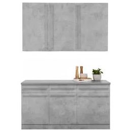 Wiho-K&uuml;chen Pantryk&uuml;che WIHO K&Uuml;CHEN "Chicago", grau (k&uuml;che: grau, front: betonfarben, korpus: betonfarben, arbeitsplatte: canvas grau), B:160cm T:60cm, Komplettk&uuml;chen-Sets, K&uuml;chenzeile, ohne E-Ger&auml;te, Breite 160 cm