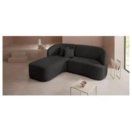 Ecksofa "Dilara L-Form", schwarz, B:200cm H:87cm T:165cm, Struktur fein 100% Polyester);Samtoptik (100% Polyester);Boucl&eacute; (100% Polyester), LeGer Home by Lena Gercke, Sofas, Ecksofa, gerundete R&uuml;ckenlehne und Front, in 3 Bezugsqualit&auml;ten