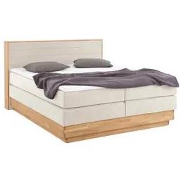Boxspringbett Home Affaire "Cavan", beige, L:220cm, Microfaser (100% Polyester), Komplettbetten, Boxspringbett, Eiche, inkl. Bettkasten & Topper, verschiedene H&auml;rtegrade (auch H4)
