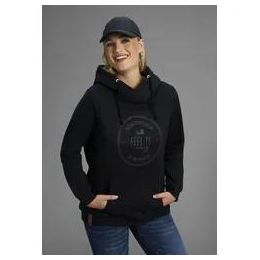 Kapuzensweatshirt OCEAN SPORTSWEAR, Damen, Gr. 52/54, schwarz, angeraute Sweatware, Obermaterial: 65% Baumwolle, 35% Polyester, unifarben, figurumspielend h&uuml;ftbedeckend, Rippb&uuml;ndchen, Sweatshirts, Langarm, figurumspielender Schnitt, aus elastischem Material, Topseller