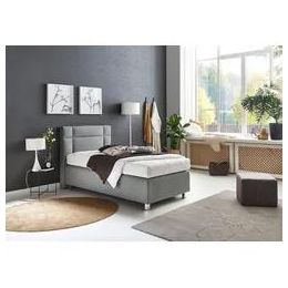 Boxspringbett, grau (feinstrukturstoff grau), Ohne Topper, Liegefl&auml;che B/L: 100cm x 200cm, H3, 5-Zonen-Tonnentaschen-Federkernmatratze, Bezug Unterbox und Kopfteil: Feinstrukturstoff (77% Polyester, 23% Viskose);Bezug Obermatratze 100% Polyester, waschbar bis 60C, Westfalia Schlafkomfort, Komplettbetten, Boxspringbett, in diversen Ausf&uuml;hrungen