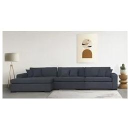 Sofa-Eckelement Home Affaire "Skara XXL L-Form", blau (graublau), B:400cm H:86cm T:190cm, 100% Polyester, Polsterelemente, Lounge-Sofa XXL mit Federkern-Polsterung, in vielen Bezugsvarianten