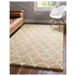 Hochflor-Teppich "Temara Shag, LAGERR&Auml;UMUNG", gelb (gelb, elfenbeinfarben), B:152cm H:51mm L:244cm, Polypropylen (PP), MyFlair M&Ouml;BEL & ACCESSOIRES, Teppiche, gewebt, weich & kuschelig, ideal im Wohnzimmer & Schlafzimmer