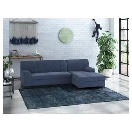 Ecksofa Home Affaire "Balme L-Form", blau (dunkelblau), B:239cm H:75cm T:152cm, 100% Polyester, Sofas, Ecksofa, Inkl. Zierkissen, wahlweise mit Bettfunktion