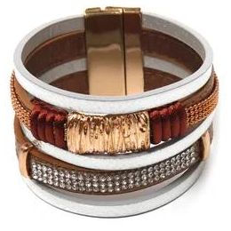 Armband "Valea", Damen, Gr. Leder, gold (broncefarbig), Collezione Alessandro, Armb&auml;nder Armband