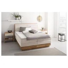 Boxspringbett OTTO HOME "JENNA in verschiedenen Farben und Breiten erh&auml;ltlich", beige (sabbia), B:184cm L:216cm, Komplettbetten, Boxspringbett, LED-Beleuchtung, mit zertifizierten, recycelten Bezugsstoffen