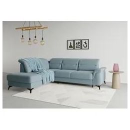 Sit & More Ecksofa SIT & MORE "Sinatra L-Form", blau (hellblau), B:251cm H:85cm T:220cm, 90% Polyester, 10% Polyamid, Sofas, Ecksofa, mit Ottomane, optional mit Kopfteilverstellung und Armteilfunktion
