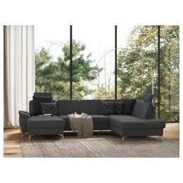 Sit & More Wohnlandschaft SIT & MORE "Padua U-Form", blau (hellblau), B:340cm H:89cm T:228cm, Sofas, Wohnlandschaft, inklusive Sitztiefenverstellung, Armteilfunktion und Federkern