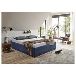 Polsterbett "Texel", blau (navy), B:166cm H:42cm L:206cm, Bezug Bett: Veloursstoff 100% Polyester oder Microfaser (100% Polyester);Bonnell-Federkernmatratze: 51% Polypropylen, 39% Polyester und 10% Baumwolle;Kaltschaummatratze: 100% Polyester, Bezug abnehm- und waschbar bis 60C;Kissenbezug: 100% Polyester, F&uuml;llung : 100% Polyester (Hohlfaser), Westfalia Schlafkomfort, Betten, Polsterbett, Komforth