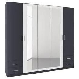 Dreht&uuml;renschrank Rauch "Dreht&uuml;renschrank Schrank Garderobe W&auml;scheschrank Schlafzimmer FLEXX", wei&szlig; (graumetallic, wei&szlig;), B:225cm H:210cm T:54cm, Holzwerkstoff, Schr&auml;nke, Dreht&uuml;renschrank, mit 4 Schubk&auml;sten