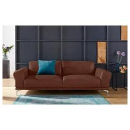 2,5-Sitzer W.Schillig "montanaa", braun (tobacco z69), B:232cm H:78cm T:94cm, Sofas, mit Metallf&uuml;&szlig;en in Chrom gl&auml;nzend, Breite 232 cm