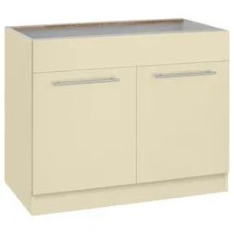 Wiho-K&uuml;chen Sp&uuml;lenschrank WIHO K&Uuml;CHEN "Unna", beige (front und korpus: magnolia), B:100cm H:82cm T:57cm, Schr&auml;nke, Sp&uuml;lenschrank, 100 cm breit, ohne Arbeitsplatte