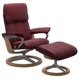 Relaxsessel stressless "Admiral", rot (bordeaux batick), B:84cm H:100cm T:73cm, Leder BATICK: BATICK ist ein leicht korrigiertes, durchgef&auml;rbtes und genarbtes M&ouml;belleder, bei dem die meisten Unebenheiten und Spuren in der Regel entfernt wurden., Sessel, Relaxsessel, mit Signature Base, Gr&ouml;&szlig;e M & L, Gestell Eiche