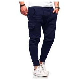 Sweathose behype "Combat", Herren, Gr. S, EURO-Gr&ouml;&szlig;en, blau (dunkelblau), 65% Baumwolle, 35% Polyester, Hosen Sweathose, mit modernen Cargo-Taschen