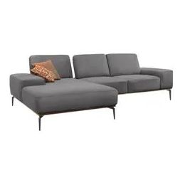 Ecksofa W.Schillig "run, Designsofa mit tollem Sitzkomfort, bequem, L-Form", grau (grau w82), B:279cm H:88cm T:178cm, Longlife Xtra-Leder Z73: Naturwalkleder der Luxusklasse aus den erlesensten Rohh&auml;uten. Hautst&auml;rke 1, 1 &ndash; 1, 3 mm;ROHLEDER Jacquard-Flachgewebe Q2 W60 (63% Polyester, 37% Polyacryl);ROHLEDER Chenille-Flachgewebe Q2 W77 (68% Polyacryl, 32% Polyester);Stoff S37 (100% Polyester), Sofas
