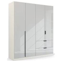 Dreht&uuml;renschrank Rauch "Kleiderschrank Schrank Garderobe Ankleide MODERN BY QUADRA SPIN", wei&szlig; (alpinwei&szlig;, glas kristallwei&szlig;), B:181cm H:210cm T:54cm, Holzwerkstoff, Schr&auml;nke, Dreht&uuml;renschrank, mit hochwertiger Glasfront und Stangengriff MADE IN GERMANY
