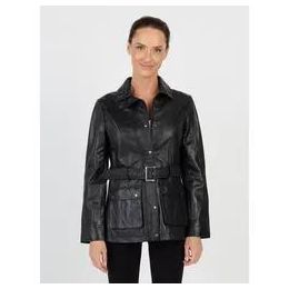 Bikerjacke JCC "R6382", Damen, Gr. 38, schwarz, Obermaterial: 100% Lammleder; Futter: 100% Polyester; &Auml;rmelfutter: 100% Polyester, mit Knopf, Jacken