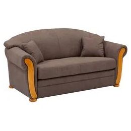 Schlafsofa Home Affaire "Milano", braun, B:174cm H:87cm T:88cm, Sofas, Schlafsofa, Hoher Sitzkomfort mit Schlaffunktion und Bettkasten, incl. Zierkissen