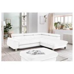 Ecksofa COTTA "Komaris L-Form, B: 249 cm", wei&szlig;, B:249cm H:72cm, Microfaser PRIMABELLE (100% Polyester);Kunstleder SOFTLUX;Feinstruktur (100% Polyester);Kunstleder SOFTLUX/Struktur (100% Polyester);NaturLEDER, Sofas, Ecksofa, mit Kopfteilverstellung, optional Bettfunktion, Bettkasten & Licht