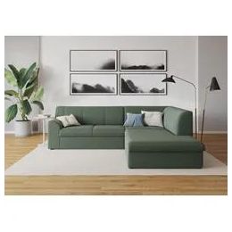 Ecksofa DOMO collection "Topper zeitlos elegant, kompakte Stellma&szlig;eL-Form", gr&uuml;n (apfelgr&uuml;n), B:237cm H:78cm T:200cm, Sofas, Ecksofa, mit Ottomane, wahlweise mit Schlaffunktion