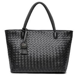 Schultertasche "Paris", Damen, Gr. B/H/T: 38cm x 32cm x 17cm onesize, schwarz, Lederimitat, Collezione Alessandro, Taschen Schultertasche, Flechttasche im XL-Format