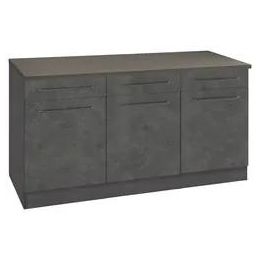 Unterschrank KOCHSTATION "KS-Tulsa", grau (betonfarben dunkel), B:150cm H:85cm T:60cm, Schr&auml;nke, Unterschrank, 150 cm breit, 3 Schubk&auml;sten, 3 T&uuml;ren, auch als Sideboard verwendbar