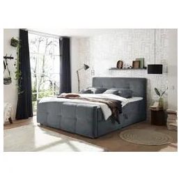 Boxbett ED EXCITING DESIGN "Winnipeg", grau (grau uran 04 anthrazit), B:180cm L:226cm, 95% Polyester, 5% Nylon, Komplettbetten, Boxspringbett, inkl. zwei Bettk&auml;sten und Topper