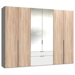 Kleiderschrank wimex "New York", wei&szlig; (wei&szlig;,struktureichefarben hell, spiegel), B:270cm H:208cm T:58cm, Schr&auml;nke, Kleiderschrank, mit Spiegelt&uuml;r