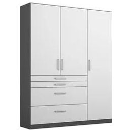 Dreht&uuml;renschrank Rauch "Kleiderschrank Schrank Garderobe Garderobenschrank Topseller HOMBURG", wei&szlig; (graumetallic, hochglanz wei&szlig;), B:136cm H:197cm T:54cm, Holzwerkstoff, Schr&auml;nke, Dreht&uuml;renschrank, mit viel Stauraum, oberer Schubkasten mit Einteilung MADE IN GERMANY