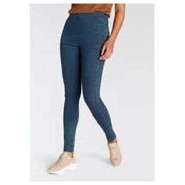 Jeansjeggings Arizona, Damen, Gr. 44, N-Gr, blau (blau washed), Denim/Jeans, Obermaterial: 63% Baumwolle, 32% Polyester, 5% Elasthan, Basic, skinny fit lang, Jeans, extra-eng geschnittene Beinform, hohe Leibh&ouml;he