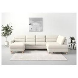 Sit & More Wohnlandschaft SIT & MORE "Far&ouml; U-Form", beige (creme), B:325cm H:90cm T:187cm, Sofas, Wohnlandschaft, inklusive Federkern, wahlweise mit Bettfunktion und Bettkasten