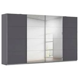 Schwebet&uuml;renschrank Rauch "Kleiderschrank Schrank Garderobe W&auml;scheschrank Ankleide SYNCRONO", grau (graumetallic, spiegel), B:361cm H:211cm T:62cm, Holzwerkstoff, Schr&auml;nke, Schwebet&uuml;renschrank, Mittelt&uuml;ren mit praktischer Synchron-&Ouml;ffnung MADE IN GERMANY
