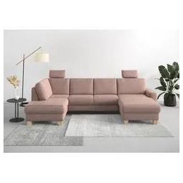 Wohnlandschaft Home Affaire "Summer U-Form", rosa (altrosa), B:314cm H:91cm T:170cm, 95% Polyester, 5% Polyamid, Sofas, Wohnlandschaft, mit oder ohne Bettfunktion und Bettkasten, Cord-Bezug