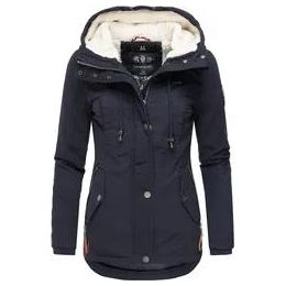 Winterjacke Marikoo "Bikoo", Damen, Gr. XS (34), blau, Oberstoff: 100% Baumwolle. Futter: 100% Polyester. Wattierung: 100% Polyester. &Auml;rmelfutter: 100% Polyester, figurumspielend h&uuml;ftbedeckend, hoch geschlossener Ausschnitt, &Auml;rmel ohne &Auml;rmelschlitz Rippstrickb&uuml;ndchen, Jacken Winterjacke, sportliche Damen Outdoor Baumwolljacke mit Kapuze