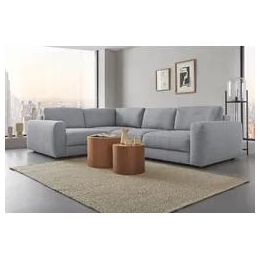 Ecksofa Home Affaire "Bloomfield, Breite 304cm, Mega Polsterecke mit viel Platz, L-Form", grau (antarctica), B:224cm H:84cm T:304cm, 100% Polyester, Sofas, Ecksofa, extra tiefe Sitzfl&auml;che, wahlweise mit Sitztiefenverstellung