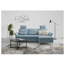 Ecksofa Home Affaire "Palm Beach L-Form", blau (hellblau), B:275cm H:89cm T:175cm, 98%Polyester, 2%Polyamid, Sofas, Ecksofa, Federkern, mit Sitztiefenverstellung, wahlweise mit Bettfunktion