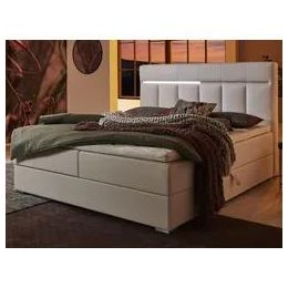 Boxbett "Tessa", wei&szlig;, B:183cm L:213cm, Bezug Bett: Kunstleder (100% Polyurethan);Bezug Topper: Jersey (100% Polyester), ATLANTIC HOME COLLECTION, Komplettbetten, Boxspringbett, mit LED-Beleuchtung und Bettkasten