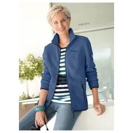 Fleecejacke Casual Looks, Damen, Gr. 46, blau (jeansblau), 100% Polyester, unifarben, Jacken Fleecejacke