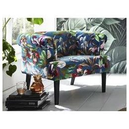 Sessel "Charlie", bunt (petrol, bunt), B:86cm H:70cm T:74cm, Samtvelours (100% Polyester), ATLANTIC HOME COLLECTION, Sessel, Sessel, Loungesessel mit Wellenunterfederung