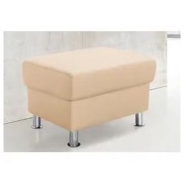 Hocker Trendmanufaktur "Rondo, Polsterhocker zur Serie, Breite 67 cm, F&uuml;&szlig;e chromfarben", beige, B:67cm H:46cm T:53cm, Microfaser PRIMABELLE (100% Polyester);Kunstleder SOFTLUX;Struktur (54% Polyacryl, 46% Polyester);NaturLEDER (echtes Rindsleder) im Sitz, Korpus in Kunstleder SOFTLUX, Hocker, Polsterhocker, Fu&szlig;hocker wahlweise mit Federkern, in verschiedenen Bez&uuml;gen bestellbar
