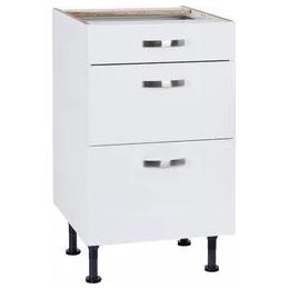 Unterschrank KOCHSTATION "KS-Cara", wei&szlig; (wei&szlig;, wei&szlig;), B:50cm H:87cm T:58,4cm, Schr&auml;nke, Unterschrank, Breite 50 cm, mit Vollausz&uuml;gen und Soft-Close-Funktion