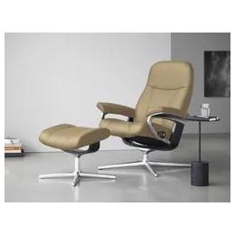 Relaxsessel stressless "Consul", beige (sand paloma), B:78cm H:97cm T:70cm, Leder PALOMA: PALOMA ist ein durchgef&auml;rbtes Semianilin-M&ouml;belleder mit nat&uuml;rlicher Narbung., Sessel, Relaxsessel, mit Cross Base, Gr&ouml;&szlig;e S, M & L, Holzakzent Schwarz