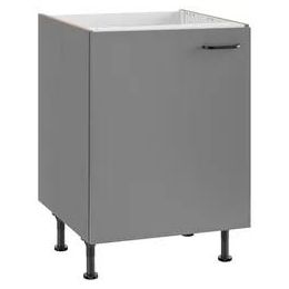 Sp&uuml;lenschrank Optifit "Elga", grau (basaltgrau, basaltgrau), B:60cm H:87cm T:58,4cm, Holzwerkstoff, Schr&auml;nke, Sp&uuml;lenschrank, mit Soft-Close-Funktion, h&ouml;henverstellbaren F&uuml;&szlig;en, Breite 60 cm