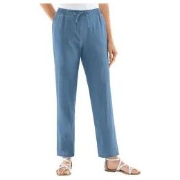 Palazzohose Classic Basics, Damen, Gr. 44, Normalgr&ouml;&szlig;en, blau (blau, bleached), 100% Baumwolle, unifarben, lang, Hosen Palazzohose