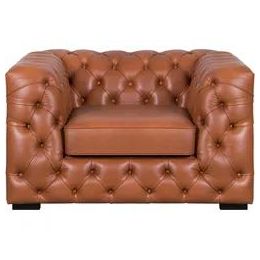 Chesterfield-Sessel Home Affaire "Kalina Sessel", braun (cognac), B:110cm H:67cm T:98cm, Sessel, mit klassischer Chesterfield-Knopfheftung, sehr hochwertige Qualit&auml;t
